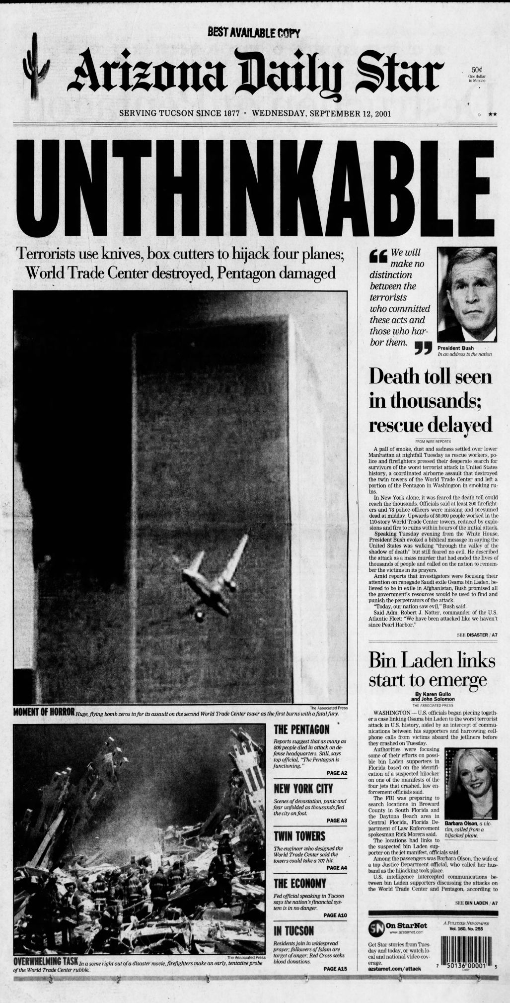 Sept. 12, 2001: Attack on America | | tucson.com