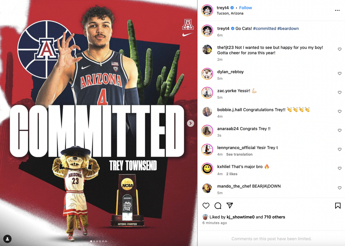 Mid-major player of year Trey Townsend commits to Arizona