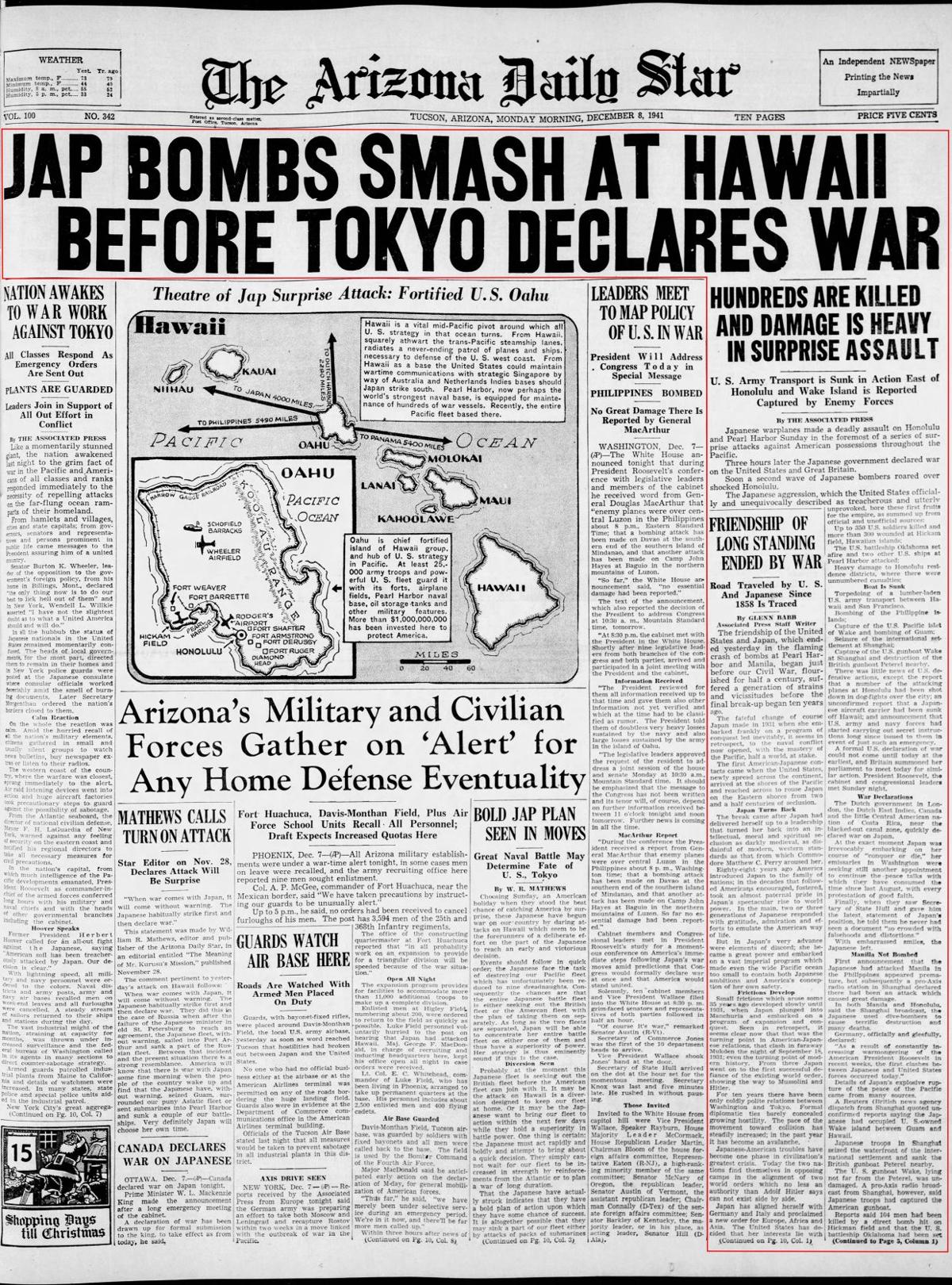 Dec. 8, 1941: Pearl Harbor bombed | | tucson.com