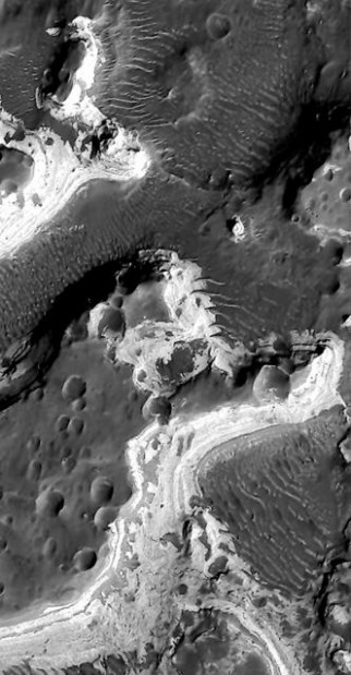 Different parts of Martian surface detailed with a false-color feature