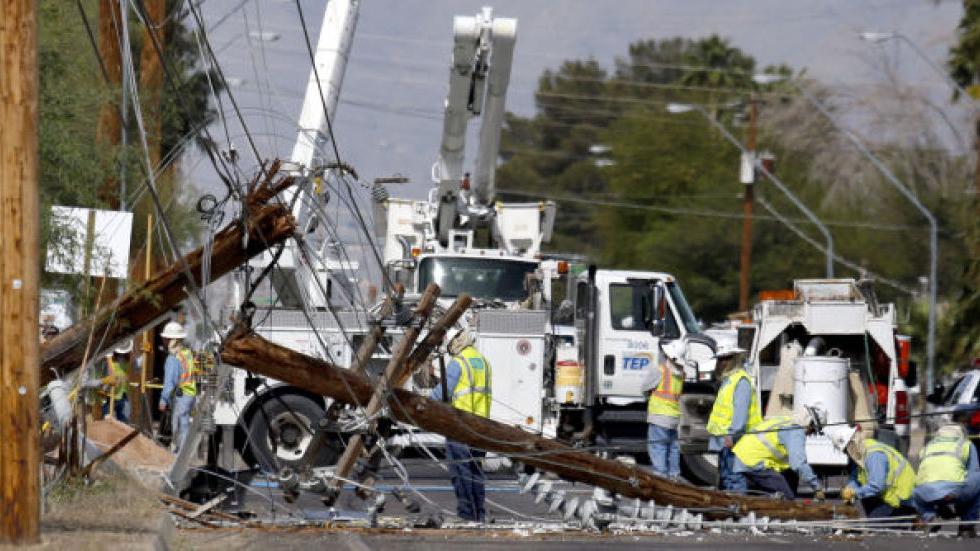 Crash into power pole knocked out power
