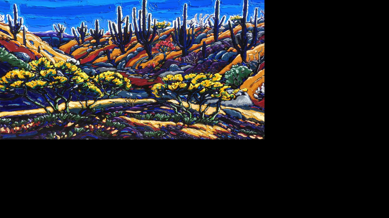 Artist creates bold, bright paintings of Tucson's favorite cactus