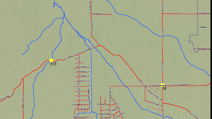 Pima County road closures Map 7