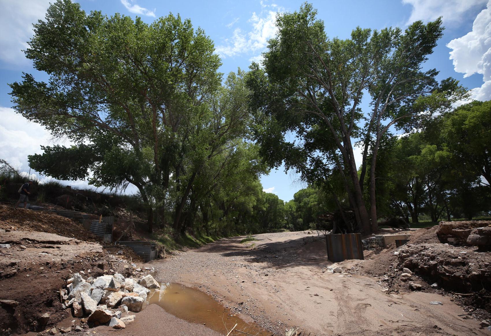 Monsoon storm floods border wall project across Arizona's San Pedro River