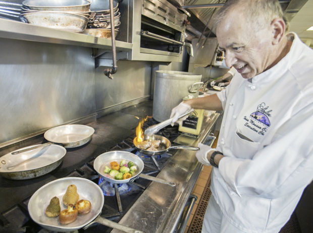 Chef relates to country club clients, shares his knowledge with students