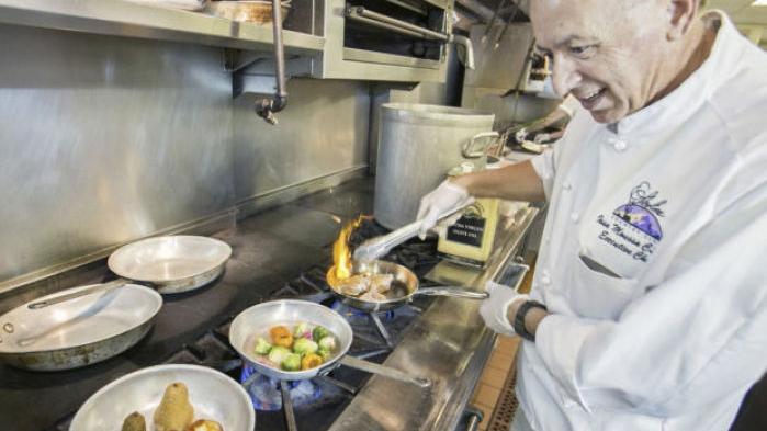 Chef relates to country club clients, shares his knowledge with students