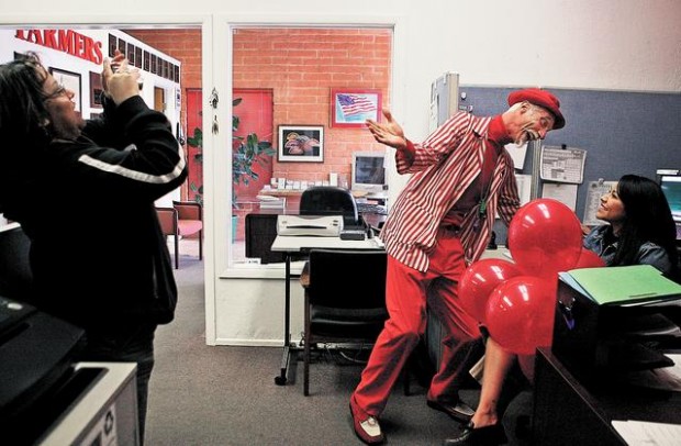 Singing telegram delivers festive messages