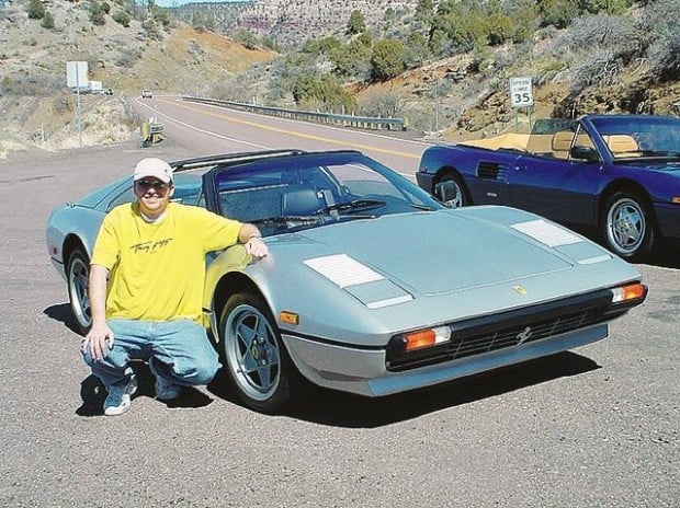 He gets his kicks behind the wheel of his 1982 Ferrari 308
