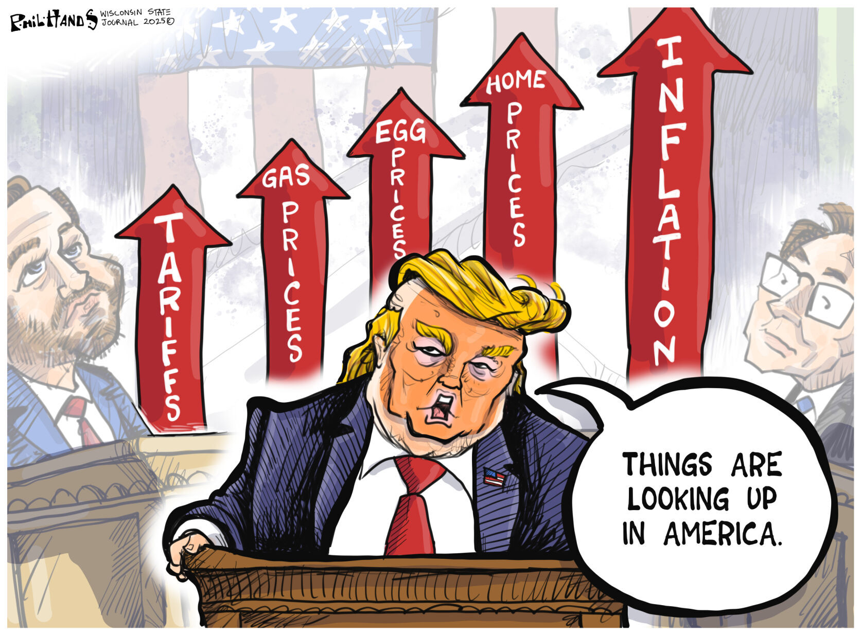 12 political cartoons speak to President Donald Trump's speech