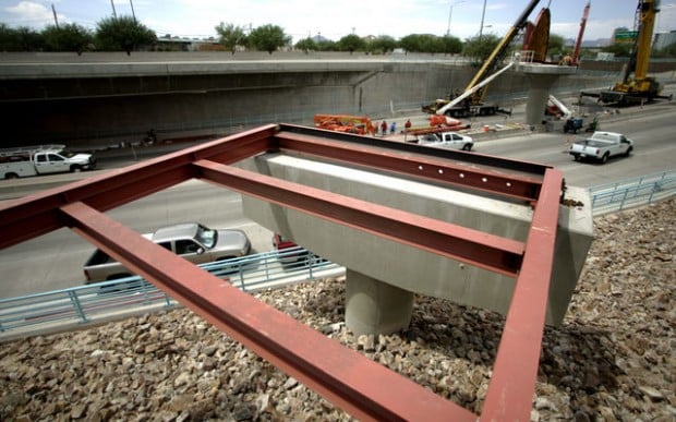 Basket Bridge going up over Euclid Avenue