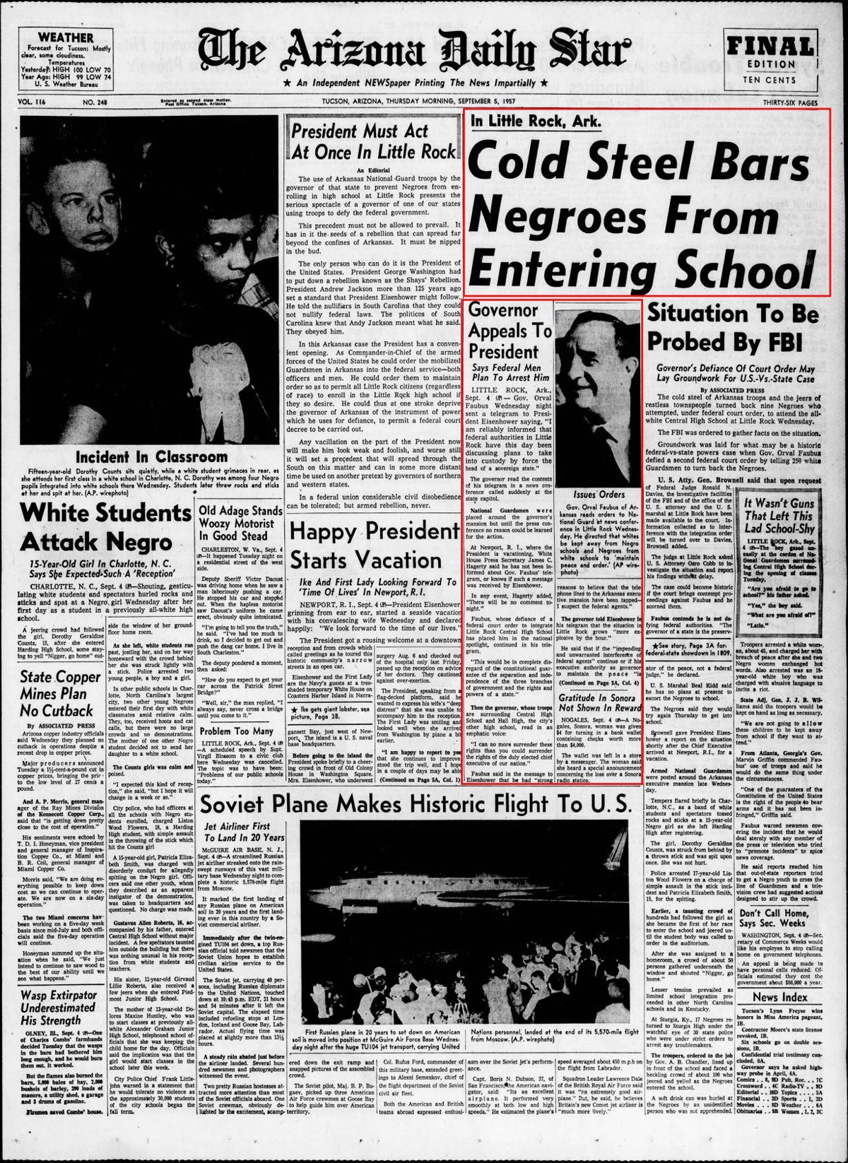 Sept. 5, 1957: Arkansas school desegregation | | tucson.com