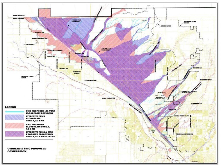 Study: Less of town in floodplain than FEMA predicted | Pima Pinal ...
