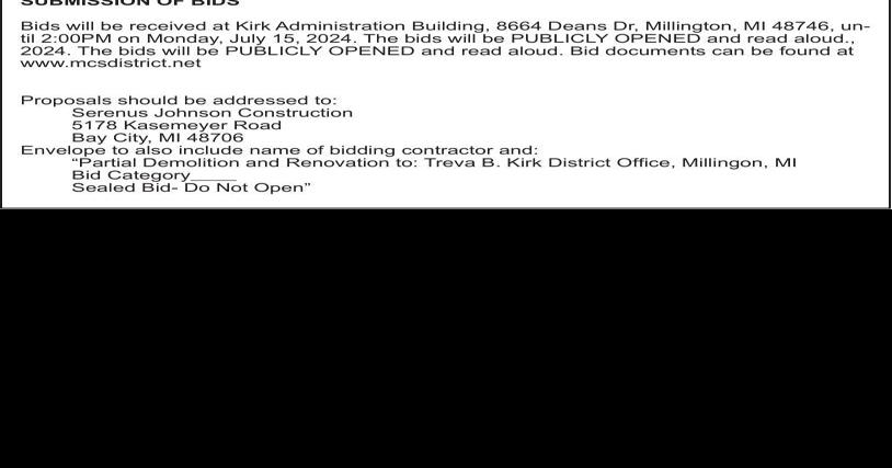 Millington Schools Bid Notice District Office | Public Notices ...