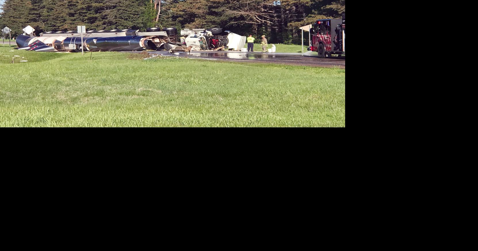 Milk tanker rolls over on M-81 after rear-ending SUV | Local News ...