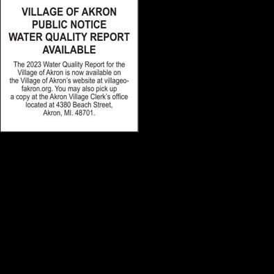 Village of Akron Water Report Notice | Public Notices | tuscolatoday.com