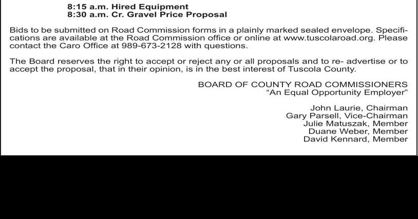 TCRC Bid Notice Equipment | Public Notices | tuscolatoday.com