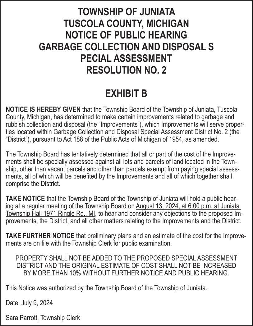 Juniata Township Notice of Garbage Resolution | Public Notices ...