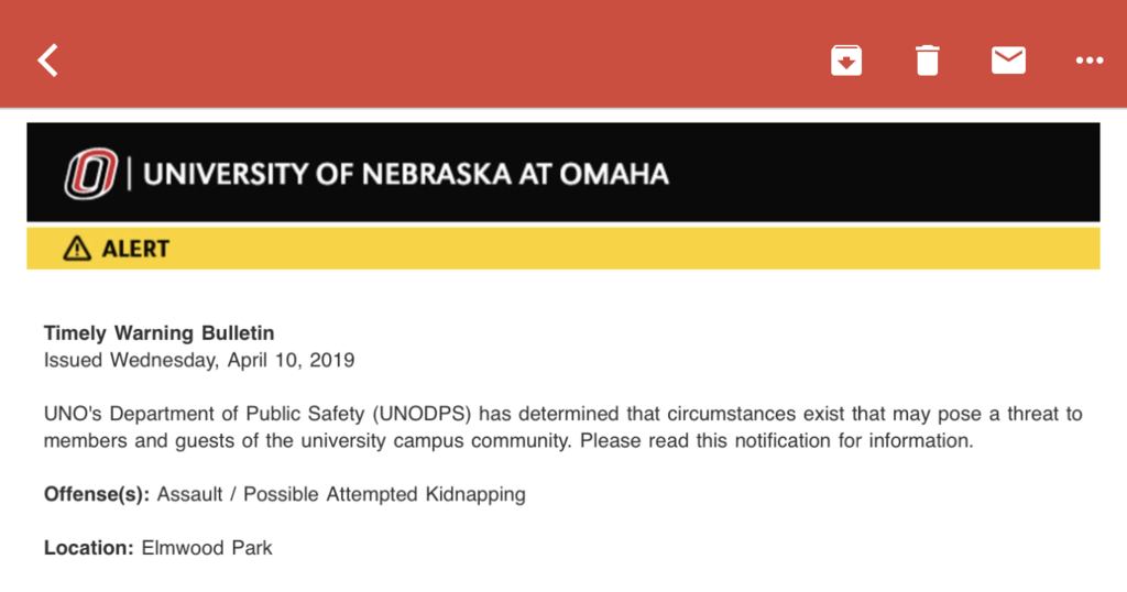 UNO Public Safety releases Timely Warning Bulletin after assault/attempted kidnapping ...