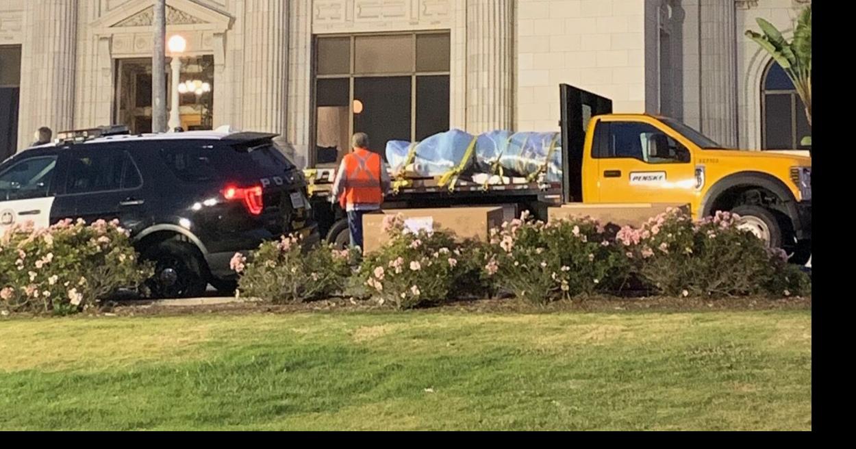 SERRA STATUE REMOVED | Controversial statue moved to temporary storage ...