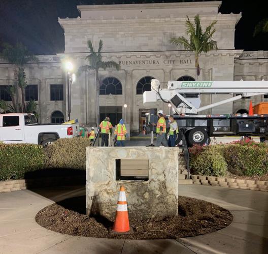 SERRA STATUE REMOVED | Controversial statue moved to temporary storage ...