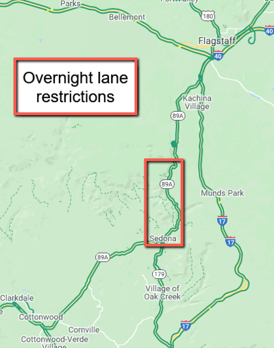 State Route 89A between Sedona and Flagstaff set for overnight lane ...