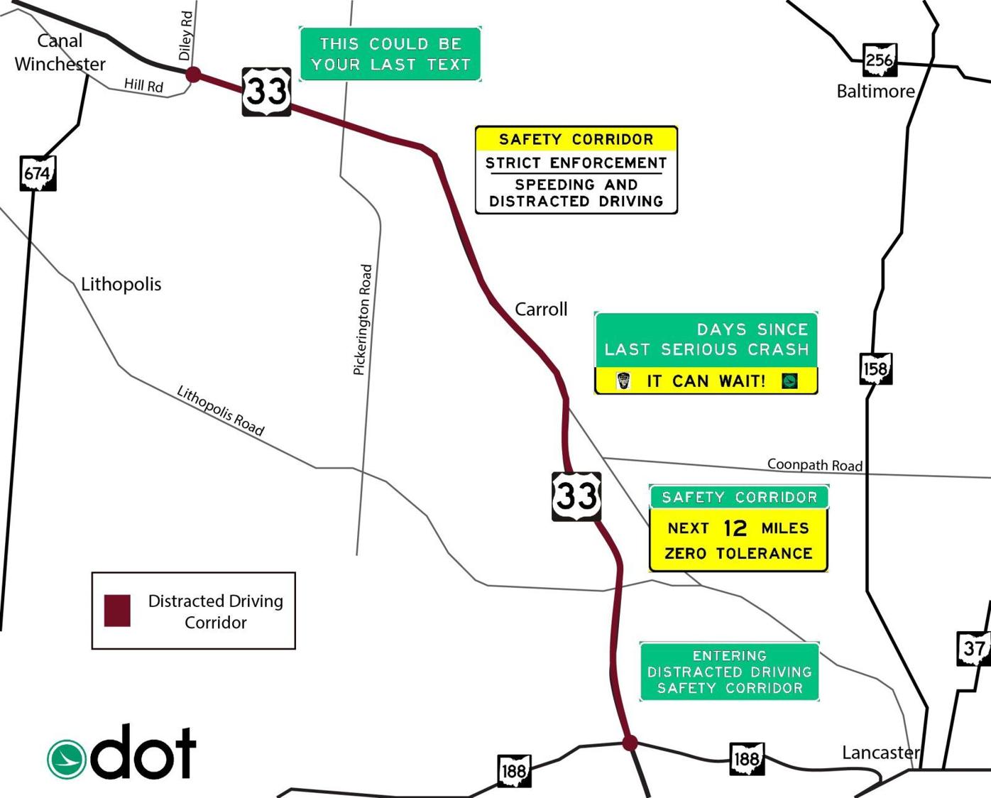 ODOT announces the latest distracted driving safety corridor in Central ...