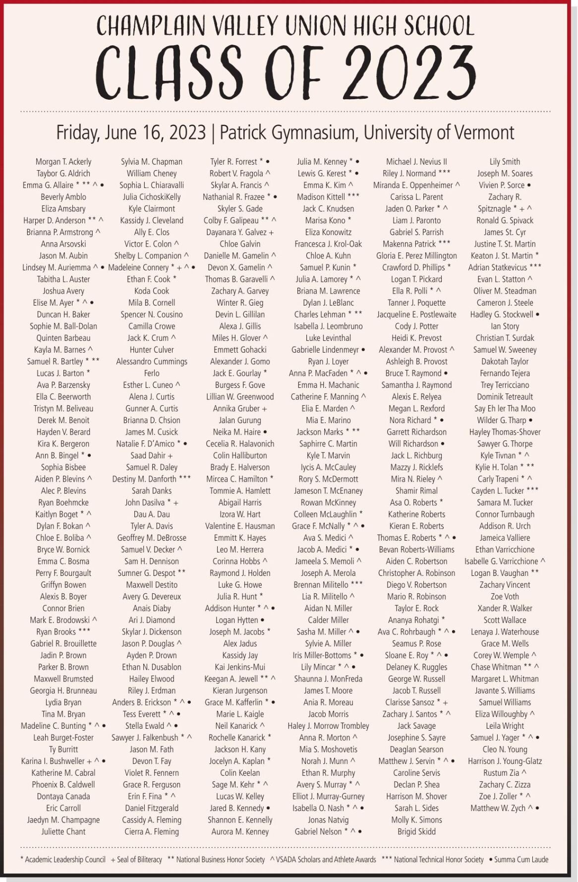 Champlain Valley Union High School Class of 2023 | | vtcng.com