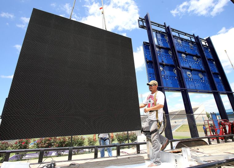 Waco ISD Stadium scoreboard nearly complete