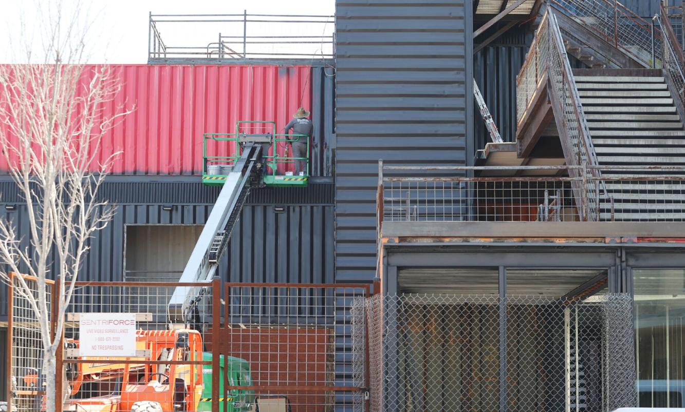 Downtown Waco Containery changing colors as The Herringbone