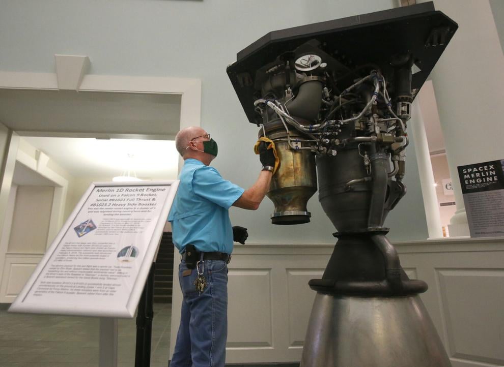 SpaceX Falcon engine perches at Mayborn Museum