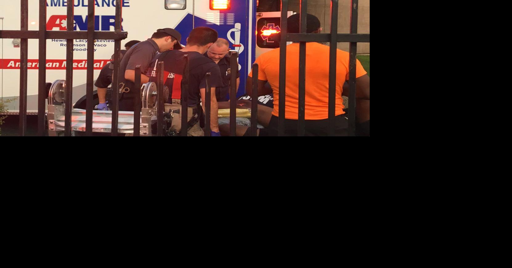 Man's leg impaled on metal fence