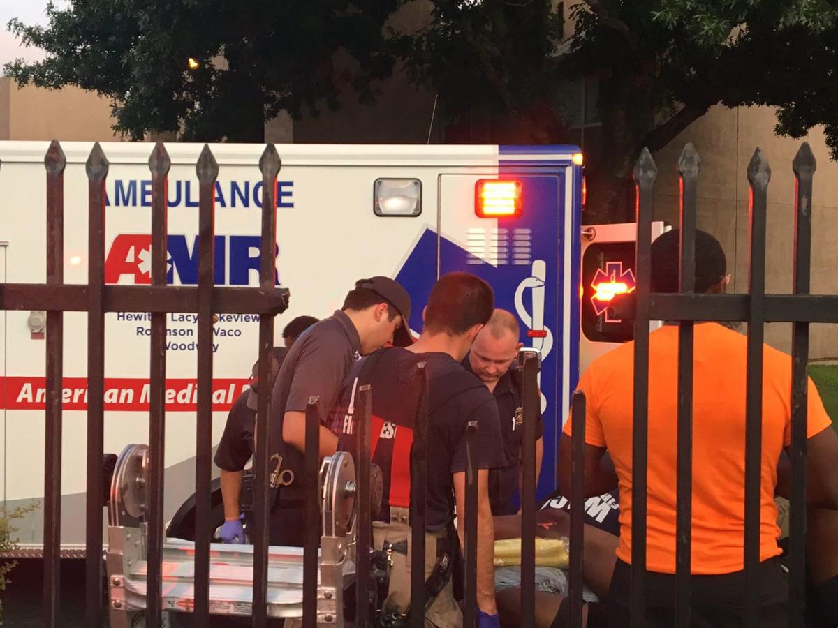Man's leg impaled on metal fence