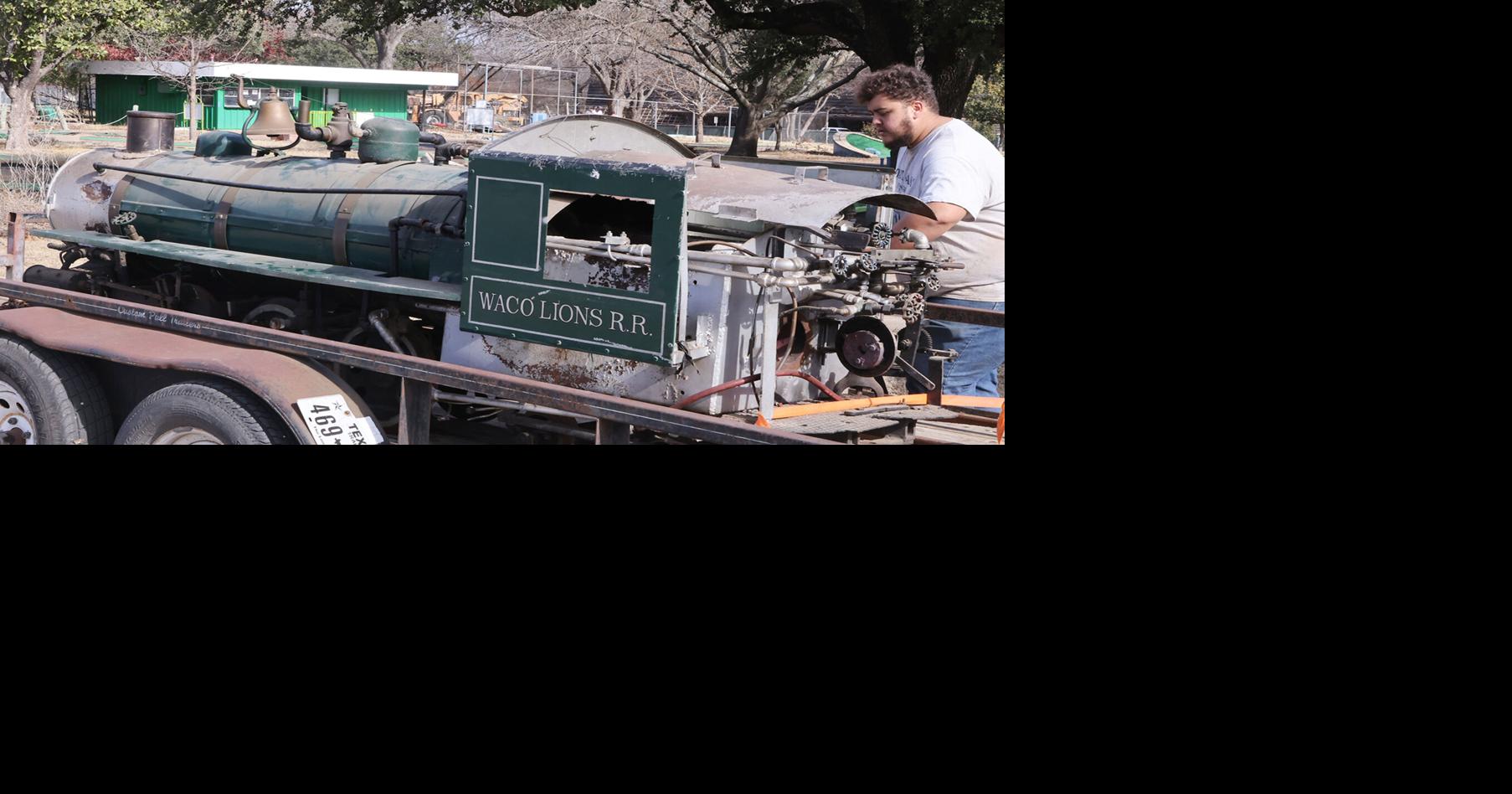 Historical Waco train on the move as Kiddieland is cleared