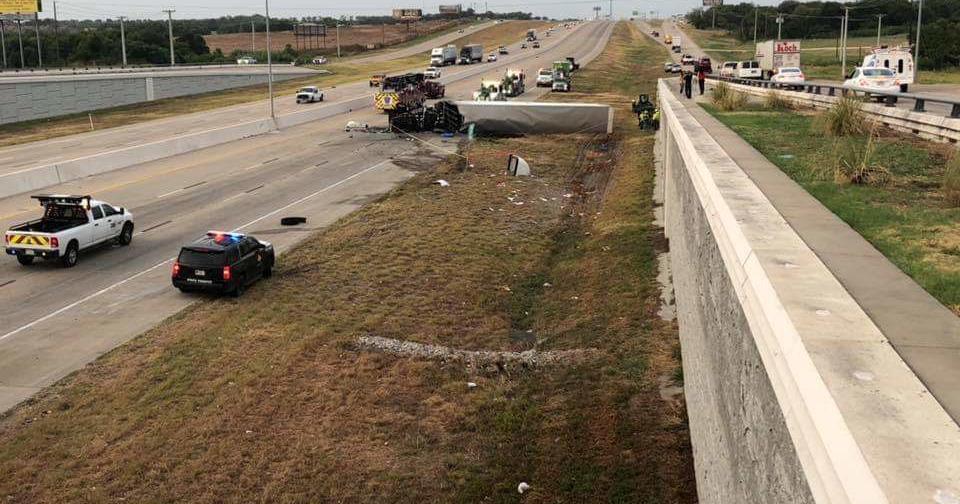DPS: Semi-trailer rolls over on highway; 1 dead