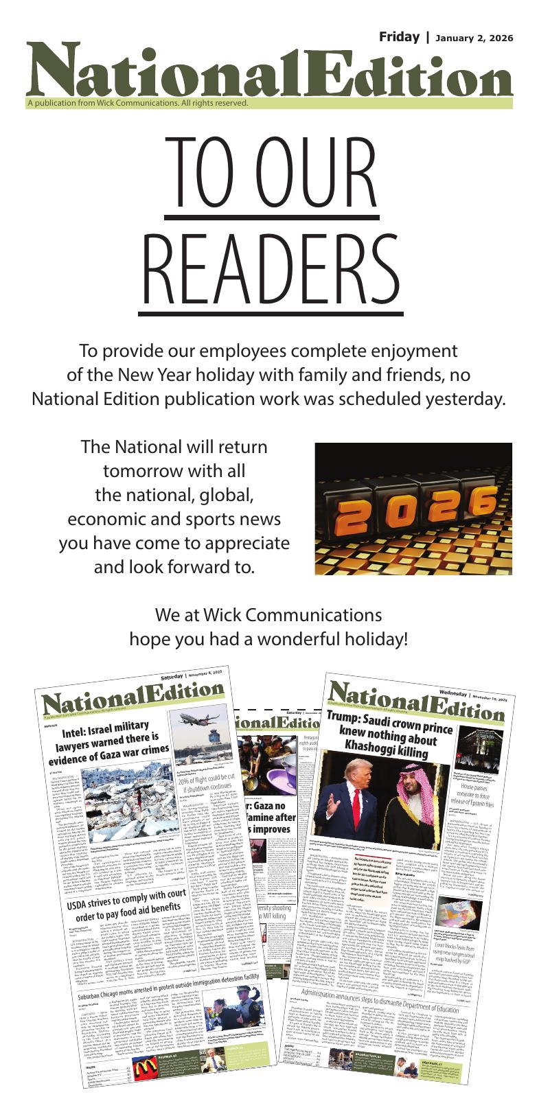 Page A1 | National Edition | wahpetondailynews.com