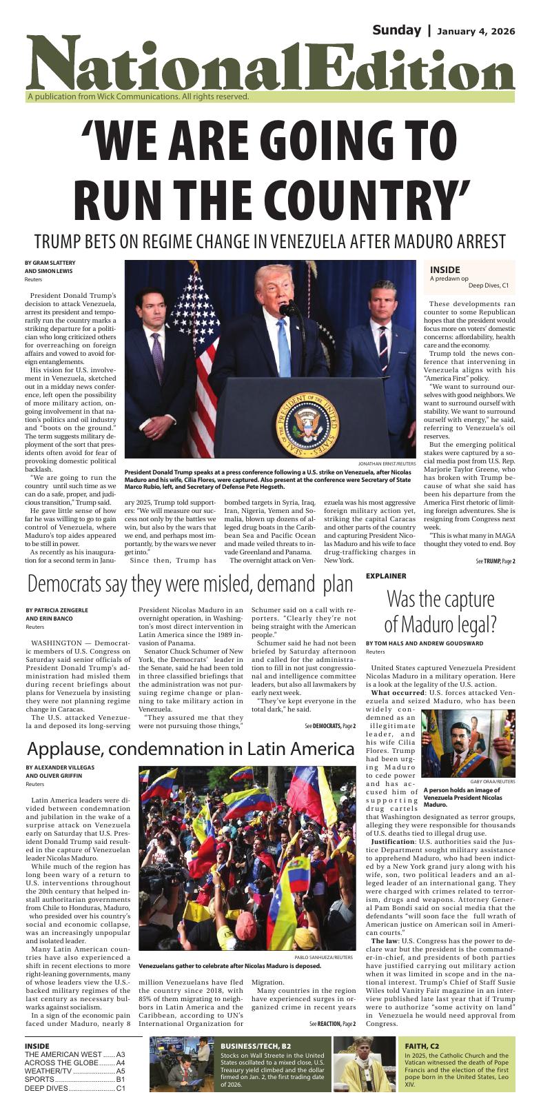 Page A1 | National Edition | wahpetondailynews.com