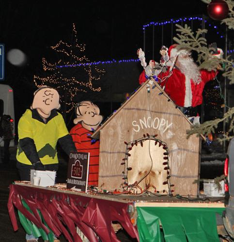 Santa Claus and Peanuts gang (above) were part of the theme for the ...