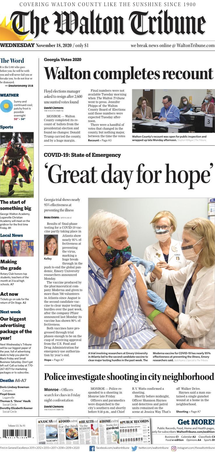 November 2020 Front Pages | Multimedia | waltontribune.com