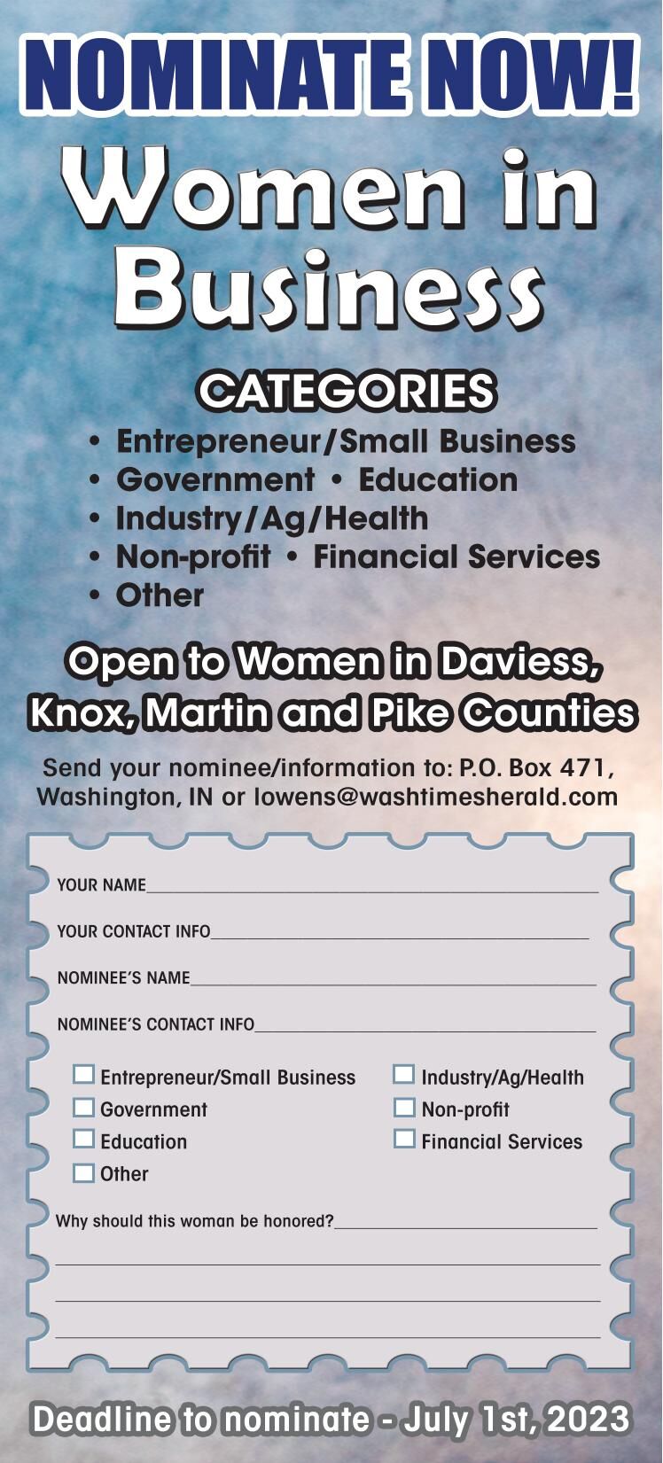 Nomination deadline July 1 for Women in Business | Lifestyles ...