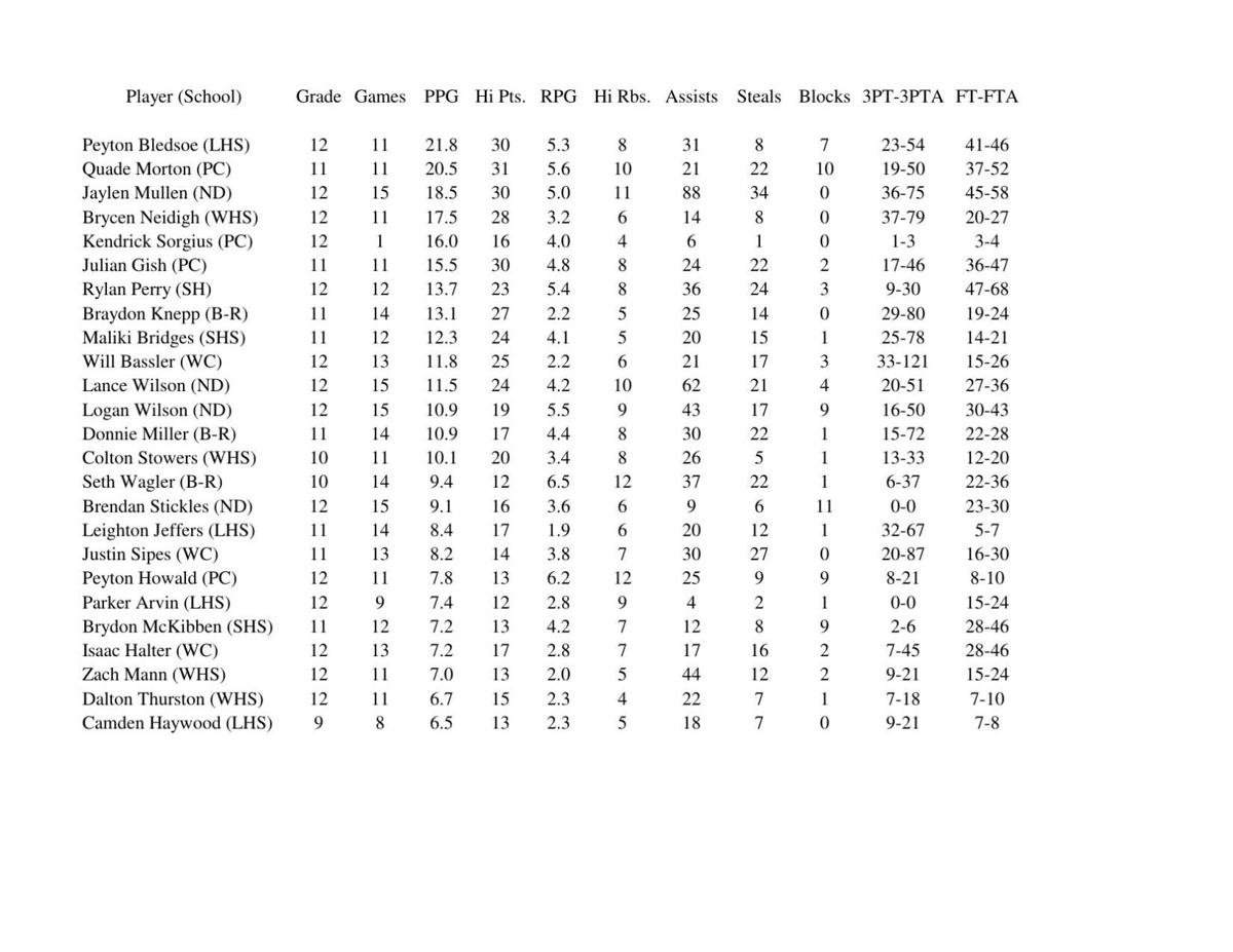 Individual Boys Stats | Sports | washtimesherald.com