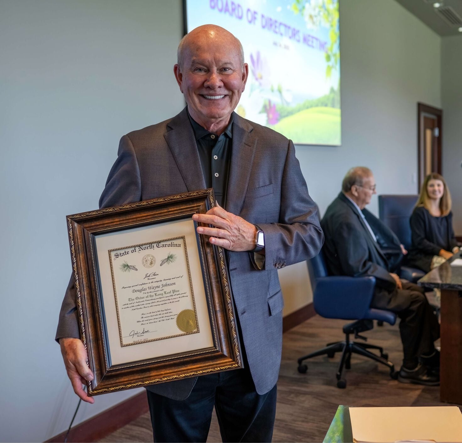 Former Blue Ridge Energy CEO presented with the Order of the Long Leaf ...