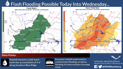 Flash flood watch issued from 2 p.m. through morning of Sept. 22 ...