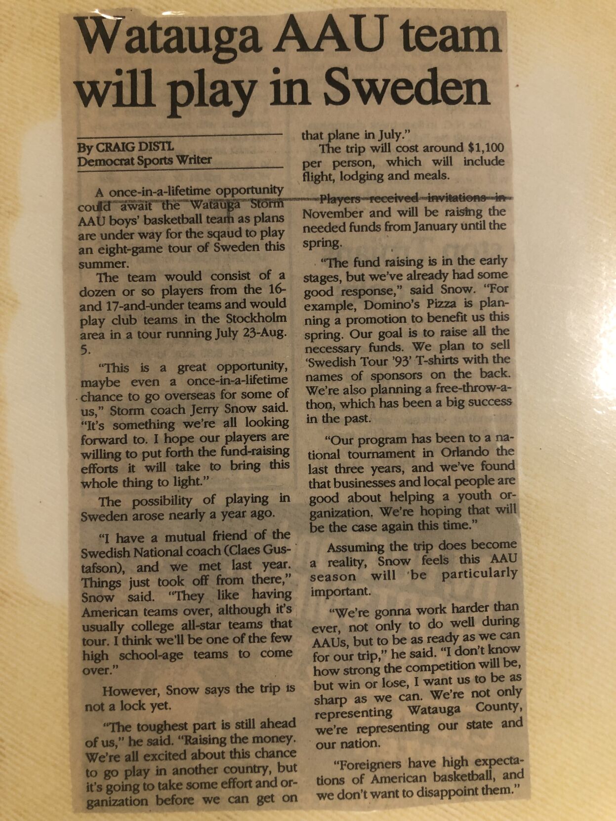 Jerry Snow reminisces about Watauga Storm on 30th anniversary of trip ...