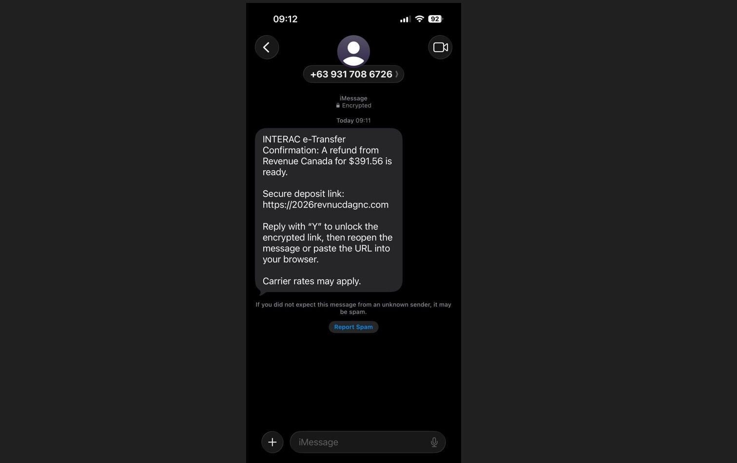 Canadians warned about CRA e-transfer text scam