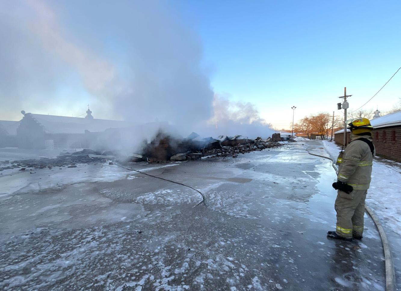 Fire destroys National Cattle Congress Barn 4 in Waterloo