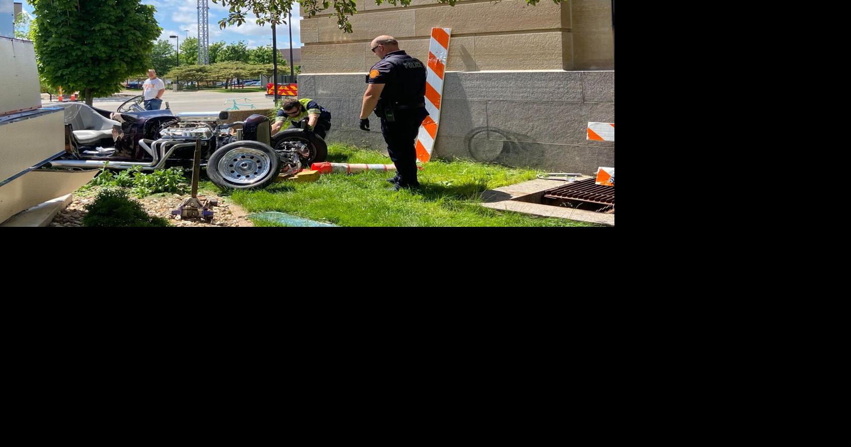 Man crashes hot rod into library moments after purchase