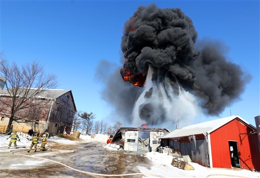 Fire, blast level machine shed in Casade