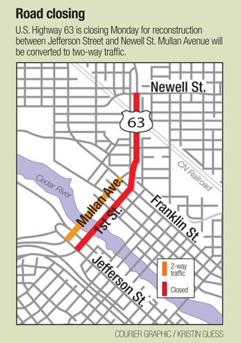 2-year closing of Hwy. 63 though Waterloo starts Monday