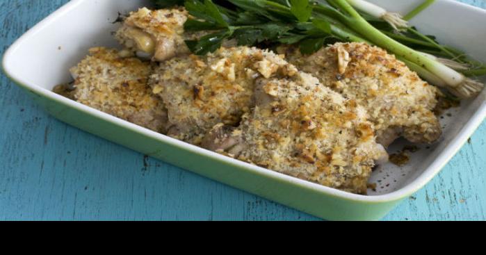 Salt-water soak ensures moist chicken thighs