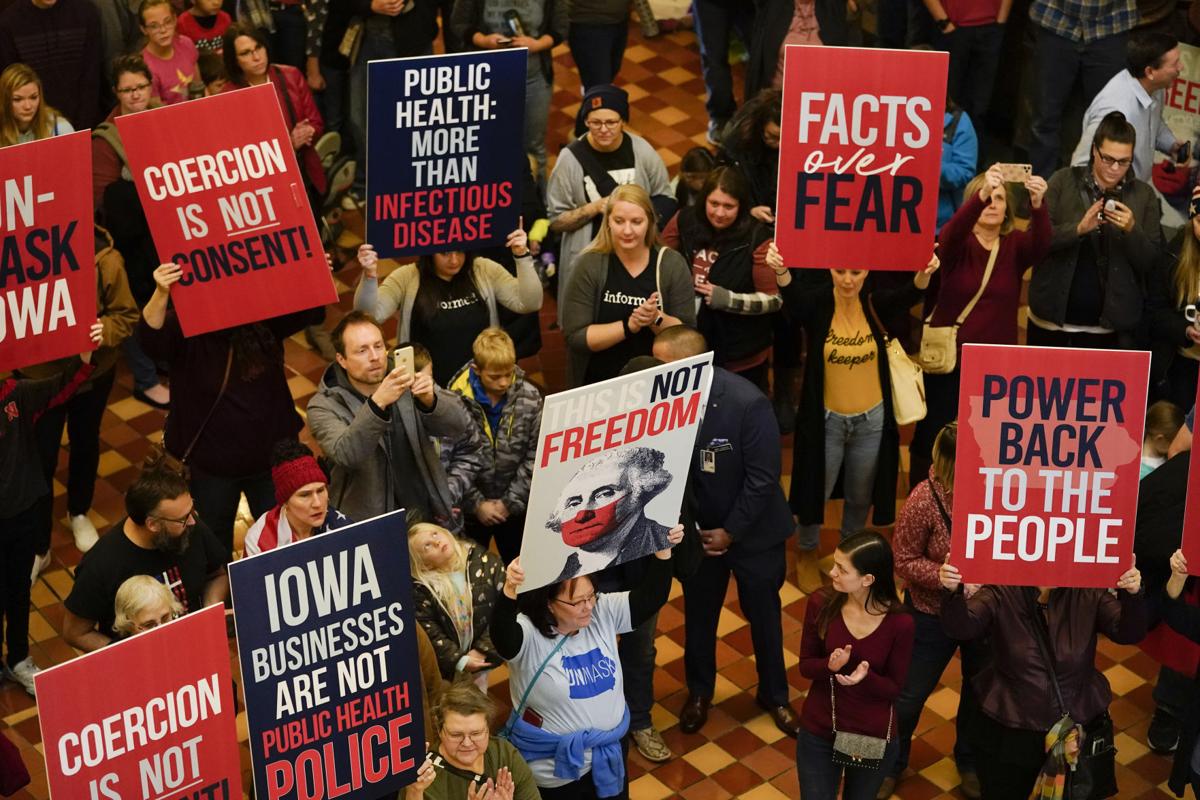 Anti-mask protest marks opening day of 2021 Iowa legislative session ...